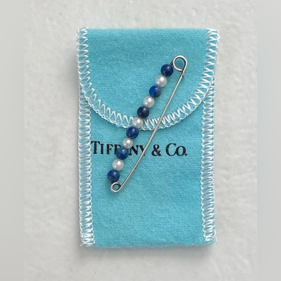 Tiffany & Co. | Jewelry | Tiffany Co Sterling Pearl Lapis Pin | Poshmark